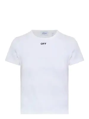 Off-White Embroidered Logo Ribbed T-shirt - White