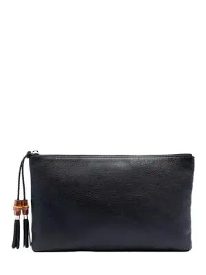 Gucci Calfskin Bamboo Tassel Clutch Bag - Black