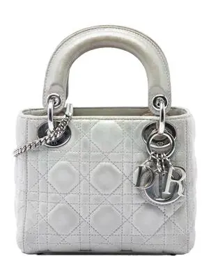 Dior Christian Dior Mini Lady Dior Satchel Silver