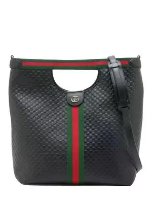 Gucci Microssima Web Giglio Tote Satchel - Black