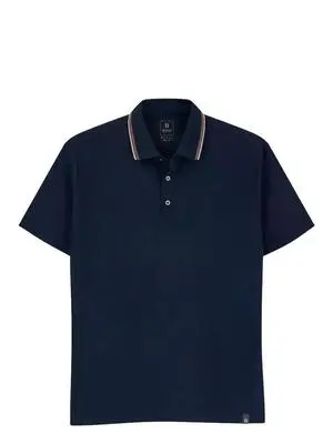Boggi Milano Polo In Stretch Cotton Blend Piqué Cool Jade-fresh - Blue