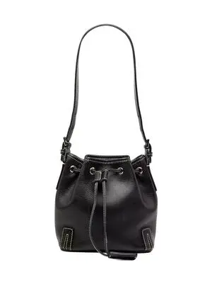 Burberry Leather Drawstring Bucket Bag - Black