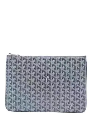 Goyard Senat Mm Clutch Bag In Coated Canvas - Grey