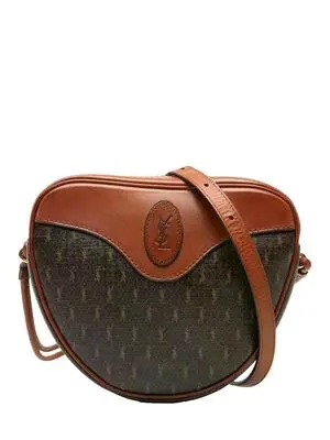 Saint Laurent Monogram Coated Canvas And Leather Crossbody Bag - Brown