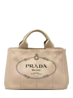 Prada Canvas Canapa Logo Tote - Neutrals