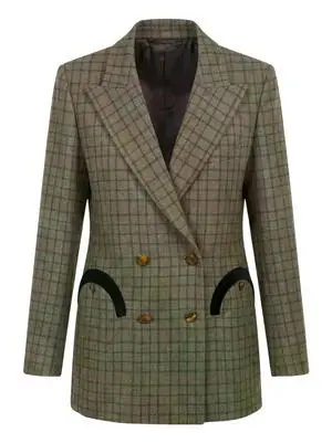 BLAZÉ MILANO Checked Double-breasted Blazer - Green