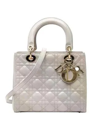 Dior Christian Dior Patent Cannage Lady Dior Satchel Grey
