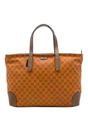 Gucci Gg Canvas Web Tote Bag - Brown