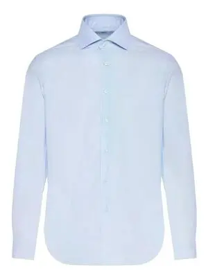BARBA NAPOLI Spread-collar Button-up Shirt - Blue