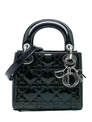 Dior Christian Dior Patent Cannage Lady Dior Satchel Black