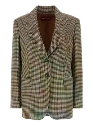 Max Mara Houndstooth Wool Blazer - Brown