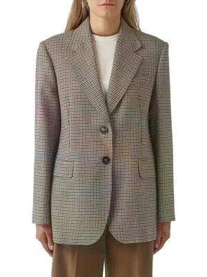 Max Mara Max Mara Houndstooth Wool Blazer Brown
