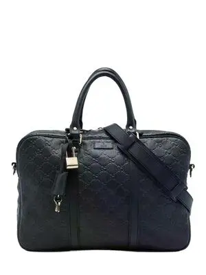 Gucci Embossed Leather Business Bag - Black