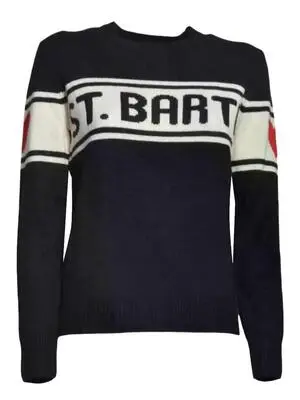 MC2 SAINT BARTH Logo Intarsia Heart Motif Sweater - Black