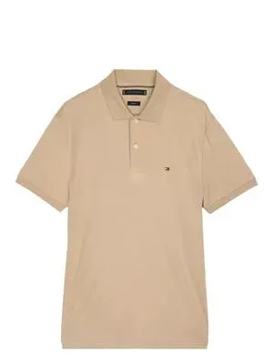 Tommy Hilfiger Logo-embroidered Cotton Polo Shirt Neutrals