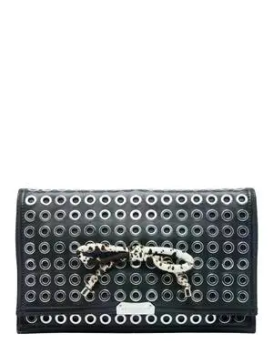 Burberry Lambskin Grommet Pony Hair Bow Clutch Bag - Black