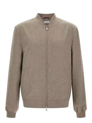 Brunello Cucinelli Mélange Zip-up Bomber Jacket - Grey