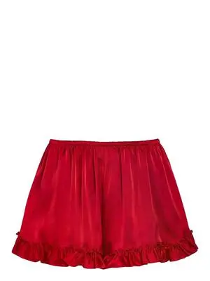 Simone Rocha Satin Gathered Ruffle Trim Shorts - Red