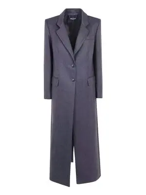 DRHOPE Single-breasted Herringbone Coat - Grey