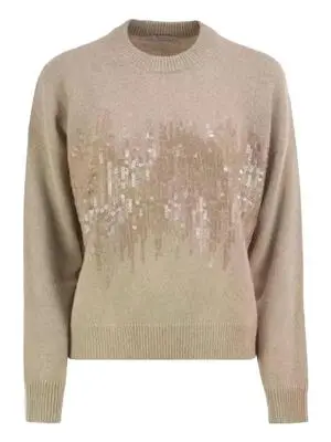 Peserico Sequin Embellished Crew Neck Sweater - Neutrals