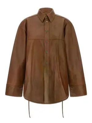 HAIKURE Victoria Leather Shirt - Brown