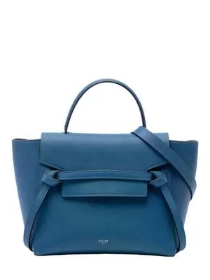 Celine Grained Calfskin Belt Bag Satchel - Blue
