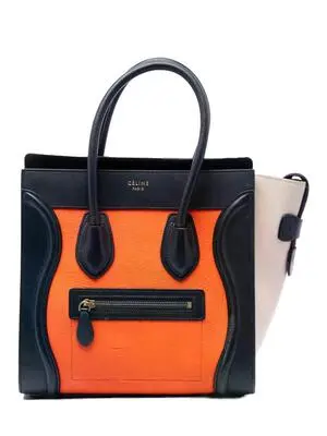 Celine Leather Luggage Tote Handbag - Orange