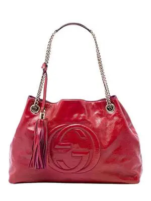 Gucci Patent Soho Chain Tote Bag - Red