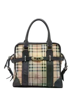Burberry Haymarket Check Coated Canvas Satchel - Black