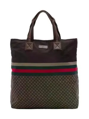 Gucci Diamante Nylon Web Tote Bag - Brown