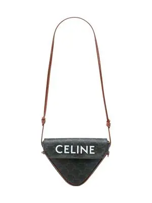 Celine Triomphe Coated Canvas Logo Triangle Crossbody Bag - Brown