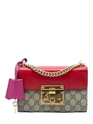 Gucci Gg Supreme Padlock Crossbody Bag - Neutrals