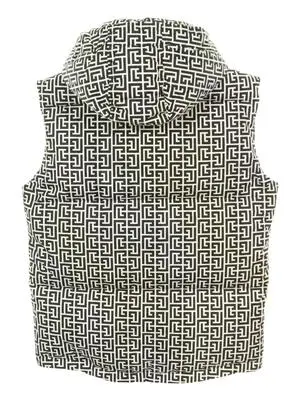 Balmain Monogram Hooded Down Vest - Black
