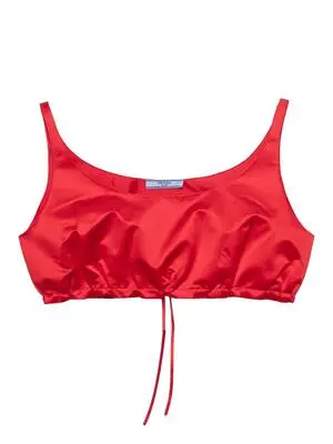 Prada Duchess Cropped Top With Drawstring Hem - Red