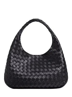 Bottega Veneta Woven Leather Bell Bag - Black