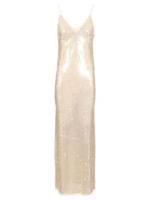 FORTE_FORTE Liquid Sequins Slip Dress - Cream