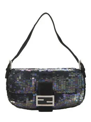 Fendi Sequin Baguette Shoulder Bag - Navy