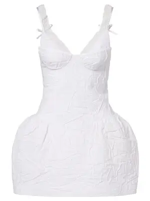 SHUSHU/TONG Crinkled Cotton-blend Mini Dress - White
