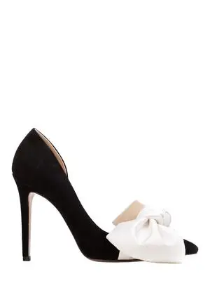 GINISSIMA Samantha Suede Stilettos With Oversized Bow Detailing - Black
