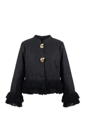 MUDA CLOTHING FZ LLC Linen Jacket With Embroidered Accents - Black