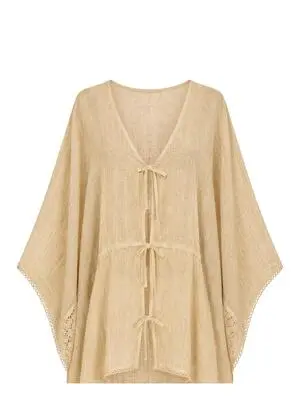 MUCHE & MUCHETTE Ishaan Kimono With Crochet Detail - Brown
