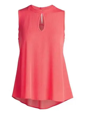 CONQUISTA Sleeveless Top With Keyhole Neckline And Rounded Hem - Red