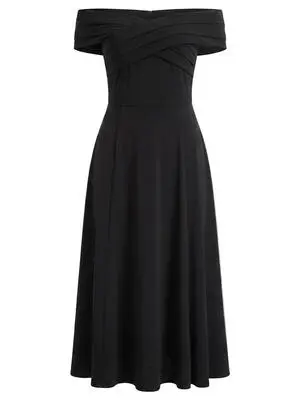 Yumi Kim Margot Off-the-shoulder Midi Dress - Black