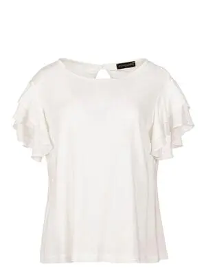 CONQUISTA Ecru Frill Detail Top - Beige