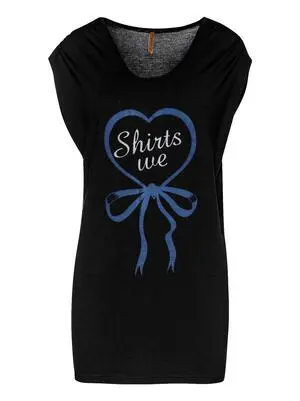 CONQUISTA Sleeveless Printed Tunic Top - Black