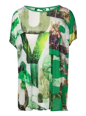 CONQUISTA Print Flama Top With Tie Detail - Green
