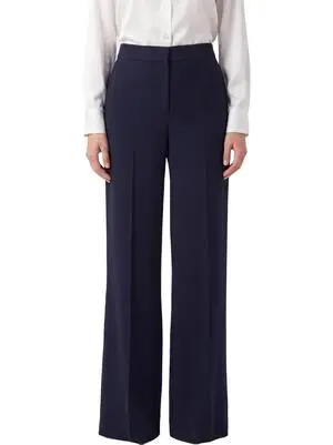 PAROSH P.A.R.O.S.H. Mid-Rise Cady Straight-Leg Trousers Blue