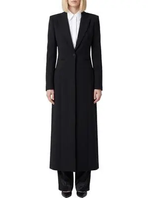 Patrizia Pepe Single-breasted Long Coat - Black