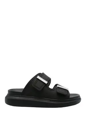 Alexander McQueen Double Strap Rubber Mule Sandals - Black