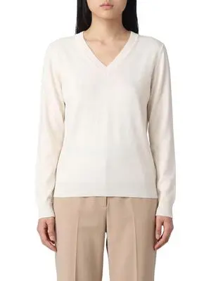 PAROSH P.a.r.o.s.h. V-neck Jumper In Wool, Silk, And Cashmere Blend - White